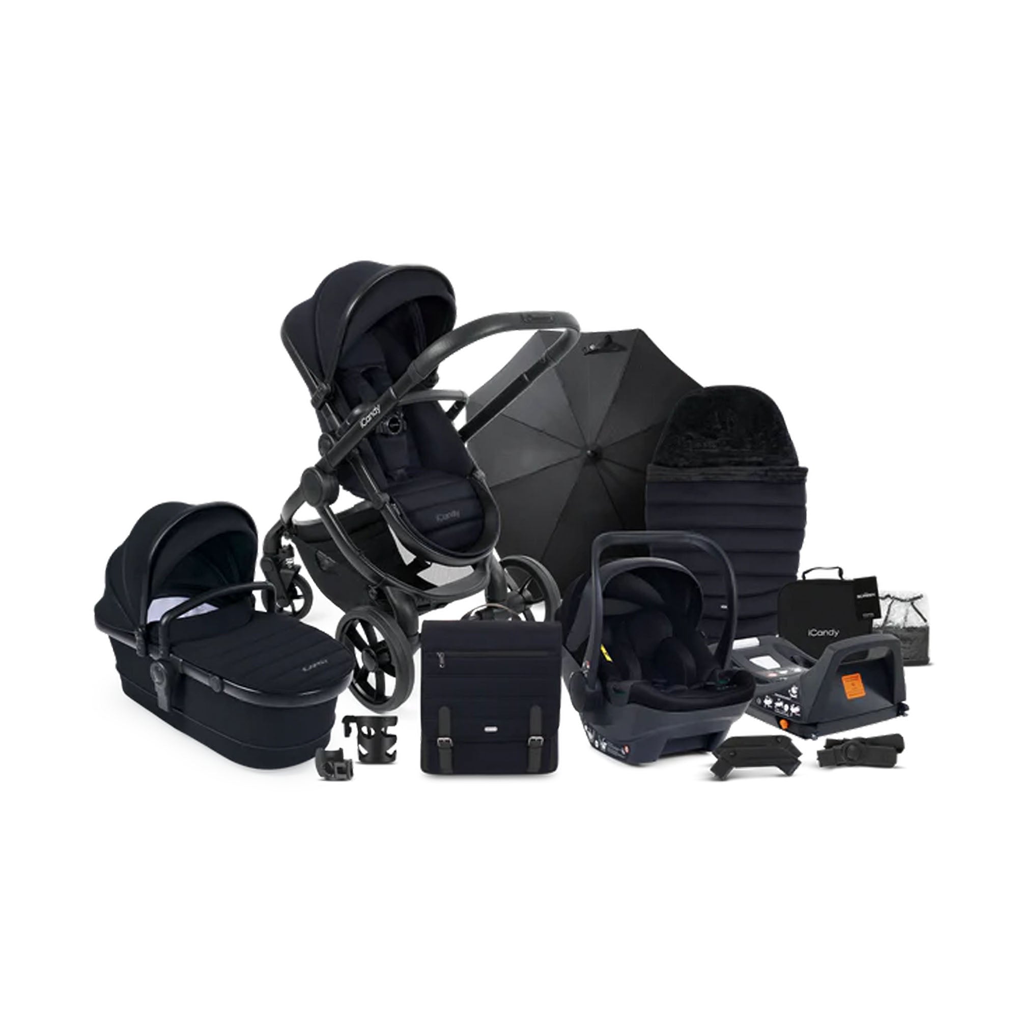 iCandy Peach 7 Pushchair and Carrycot Complete Car Seat Bundle - Black ...